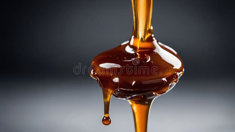 A Close-up of Thick, Amber Liquid Dripping, Showcasing Its Glossy ...