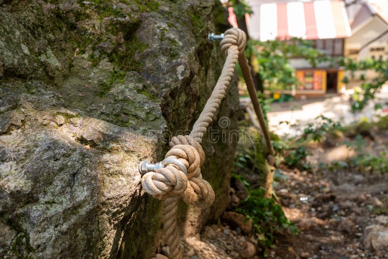 Close-up of a Thick, Knotted Rope Attached To a Side Surface Stock ...