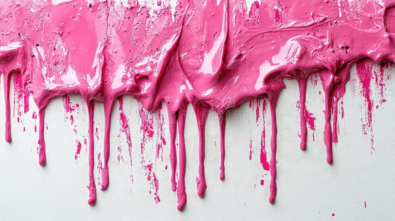 Close-Up of Thick Pink Paint Drips on Canvas Stock Image - Image of ...