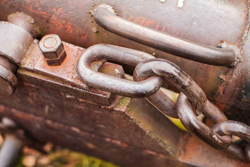 Close Up Thick Rusty Chain Background Image. Old Rusty Metal Chain on ...