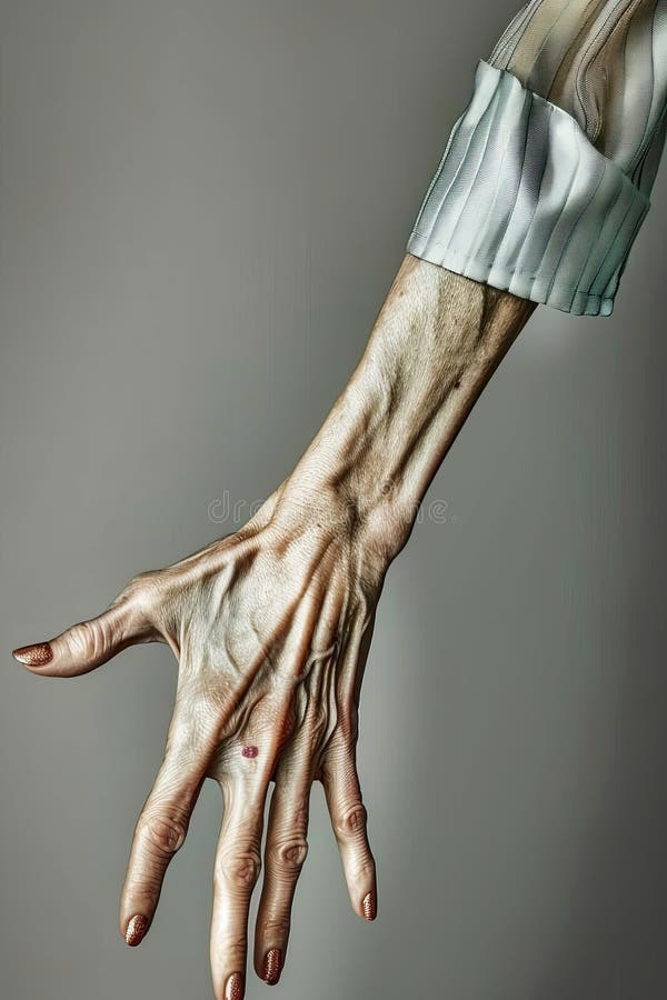 Close Up of the Thin Hand of an Elderly Woman, Capturing the Details of ...
