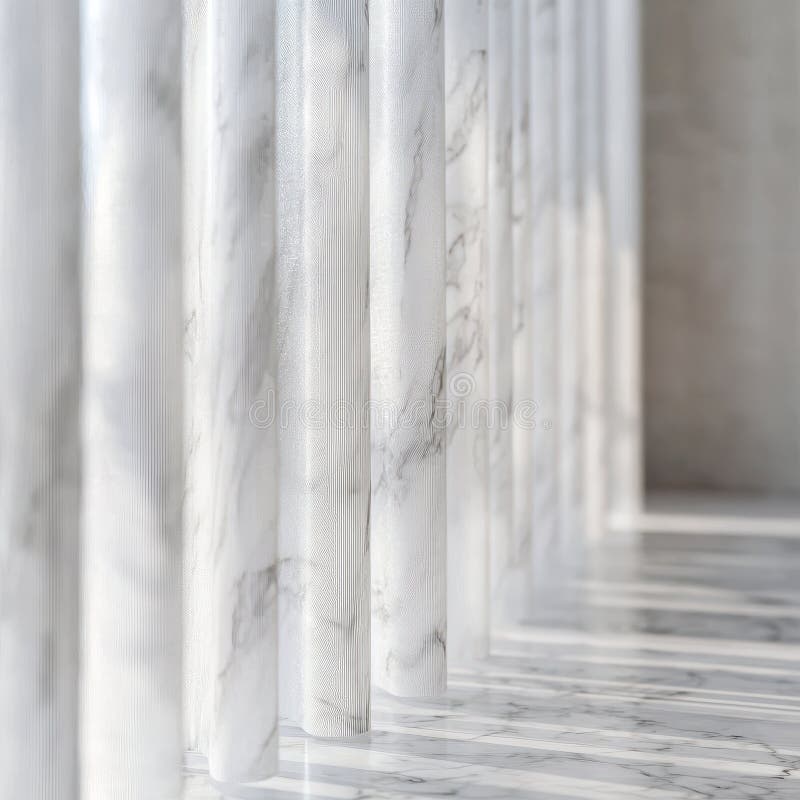 Close-up of Thin Marble Columns with Soft Light and Shadow Effects ...