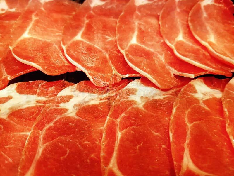 Close-up Thin Sliced Beef with Selective Focus Stock Image - Image of ...