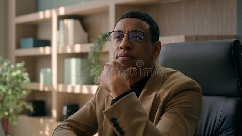 Close Up Thoughtful Male Businessman Puzzled Ethnic Man Think Difficult ...