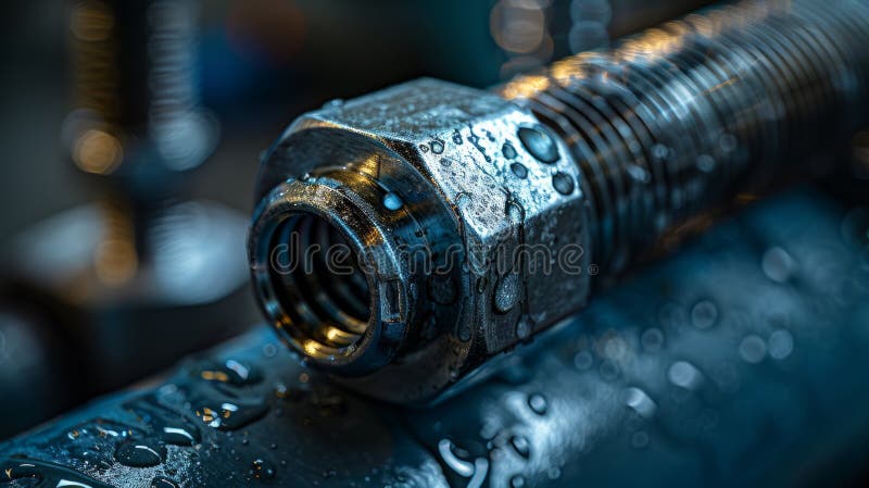 Close-up of a Threaded Hydraulic Pipe Stock Photo - Image of system ...
