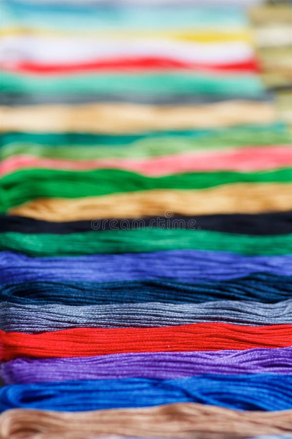 Close - Up of Threads of Different Colors and Shades for Embroidery and ...