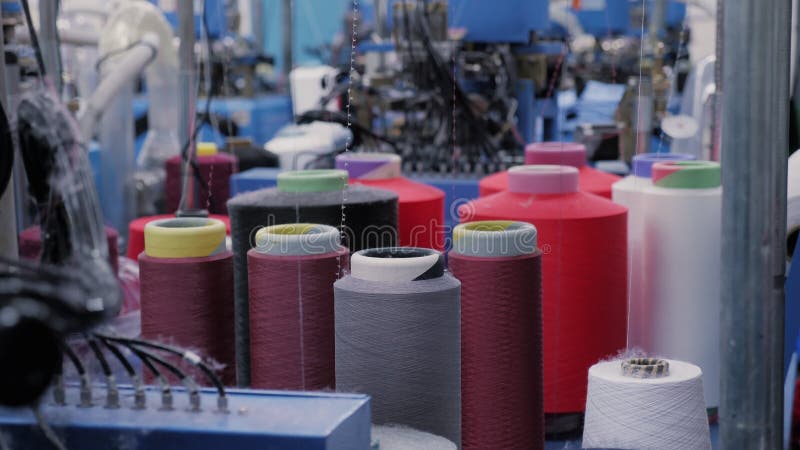 Close-up Threads in a Garment Factory. Cotton Production Process in ...