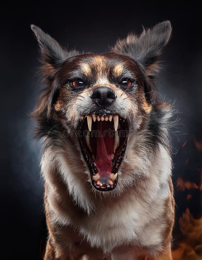 Close-up of a Threatening Wild Dog Showing Us Its Jaws with the ...