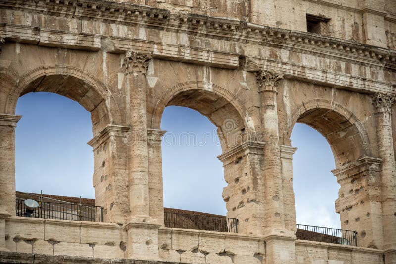 Close-up of Three Arches of the Colosseum in Rome Stock Photo - Image ...