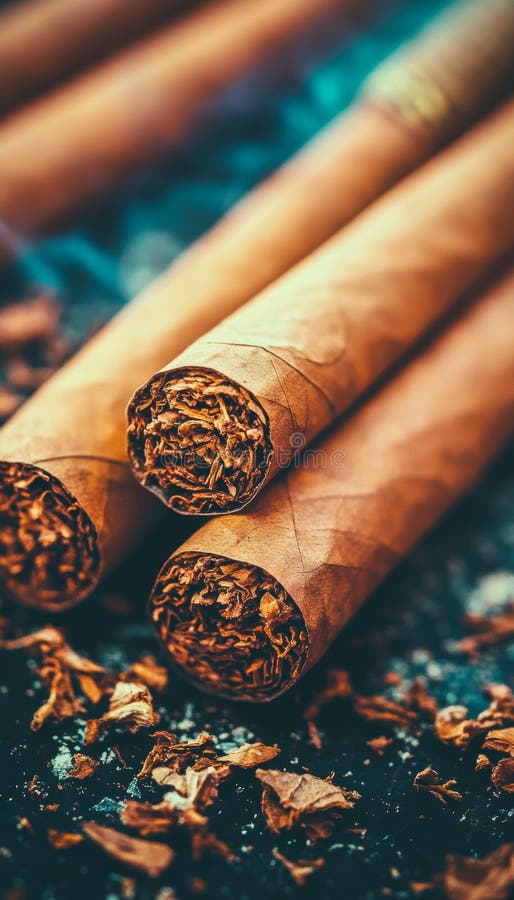 Close-Up of Three Aromatic Cigars with Blurry Background, Emphasizing ...