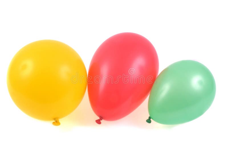 Three Balloons of Different Colors Stock Photo - Image of yellow ...