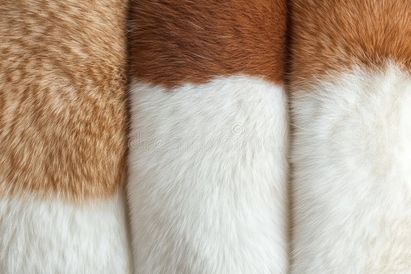 Close-up of Three Bicolor Cat Tails Showing Orange and White Fur Stock ...