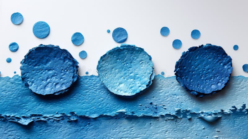 A Close Up of Three Blue Plates with Dots on Them, AI Stock Image ...