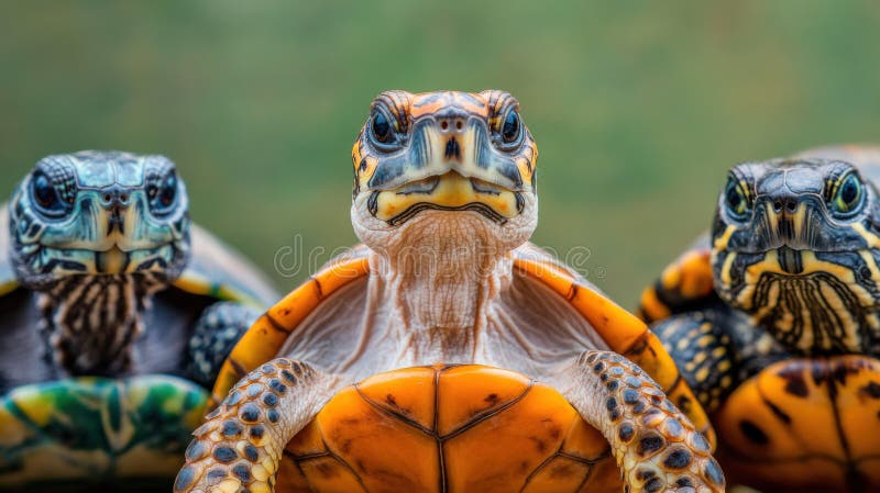 Close-up of Three Colorful Tortoises Stock Illustration - Illustration ...