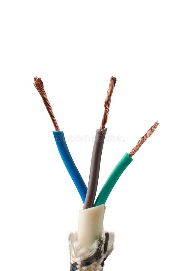 Close-up of Three Core Electrical Cable Isolated Stock Image - Image of ...