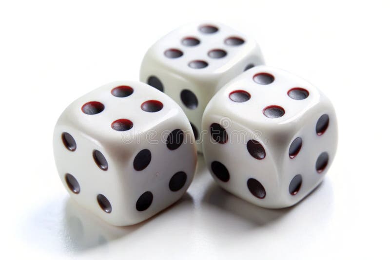 Close-up View of Three Dice on White Stock Illustration - Illustration ...