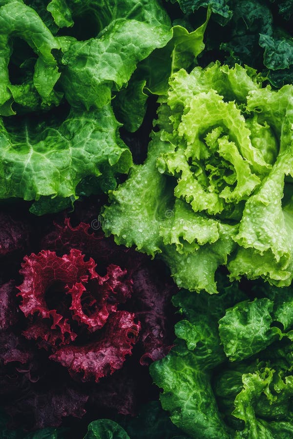 Close Up of Three Different Types of Lettuce Stock Image - Image of ...