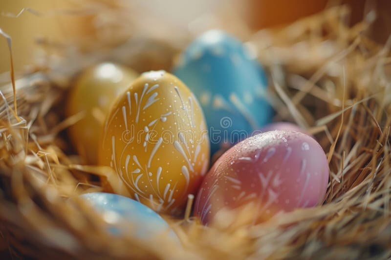 Close Up of Three Eggs in a Nest, Suitable for Various Nature and ...