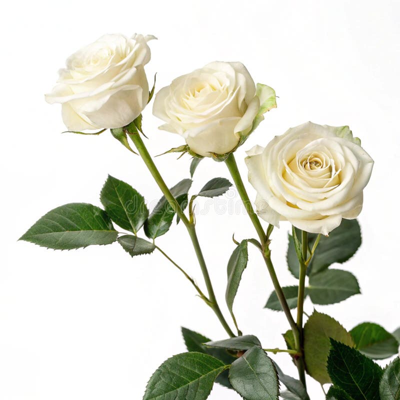 Three White Roses on White Background Stock Illustration - Illustration ...