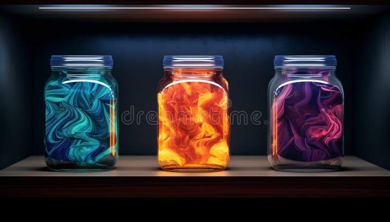 Close Up of Three Glass Bottles Containing Mysterious Liquid Potion ...