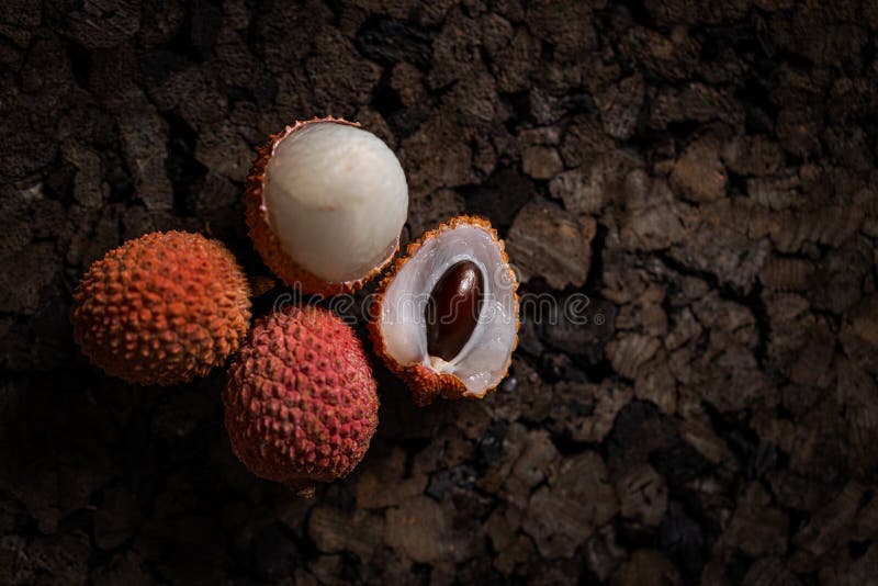 Close up of three lychees stock image. Image of eating - 352205803