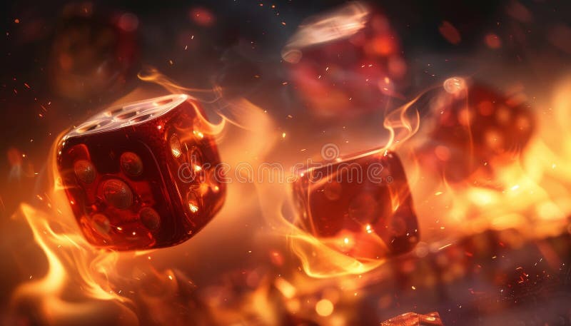 A Close Up of Three Red Dice with Flames Surrounding Them by AI ...