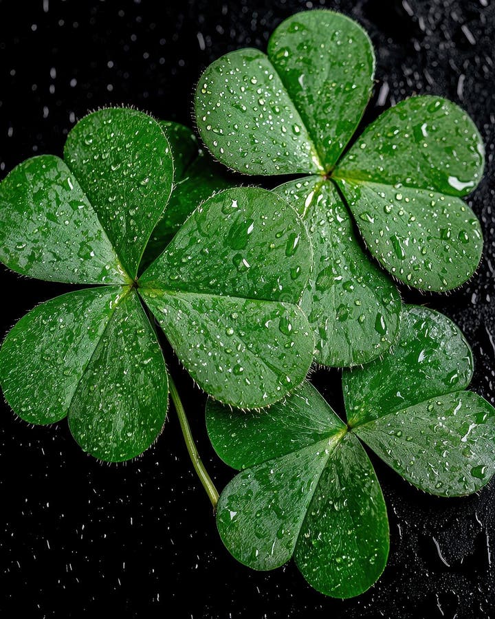 Close-up of Three Shamrocks with Water Droplets Stock Illustration ...