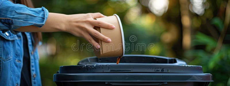 Close-up of Throwing a Paper Cup in the Trash. Selective Focus Stock ...