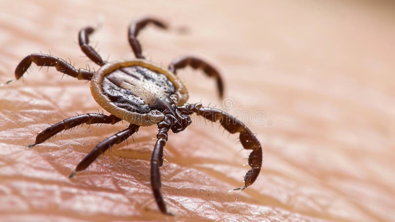 Close-Up of a Tick Crawling on Human Skin Stock Illustration ...
