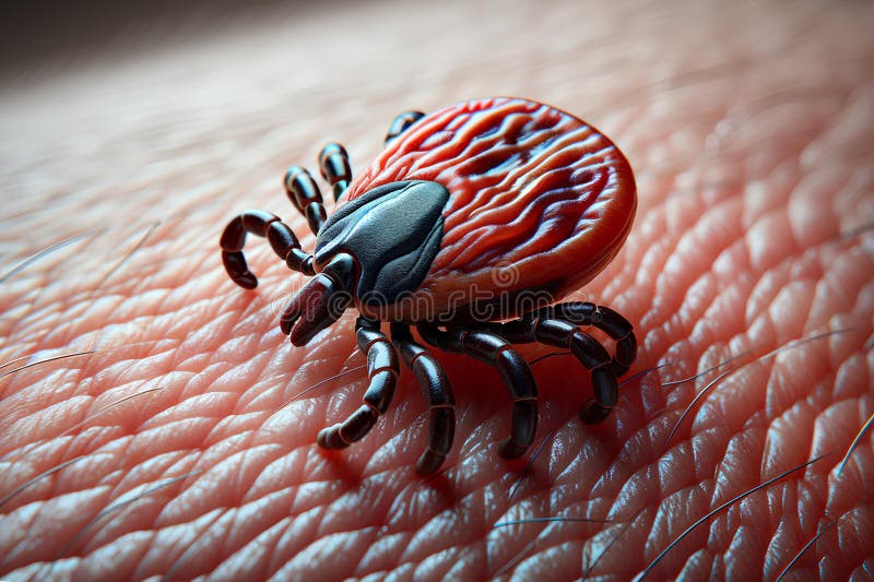 Close Up of a Tick on Human Skin Stock Illustration - Illustration of ...