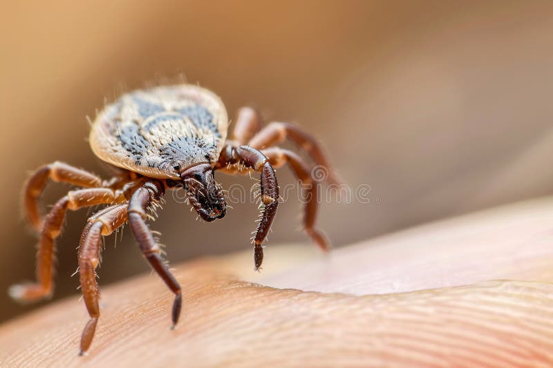 Close Up of Tick Insect on Human Skin Stock Illustration - Illustration ...