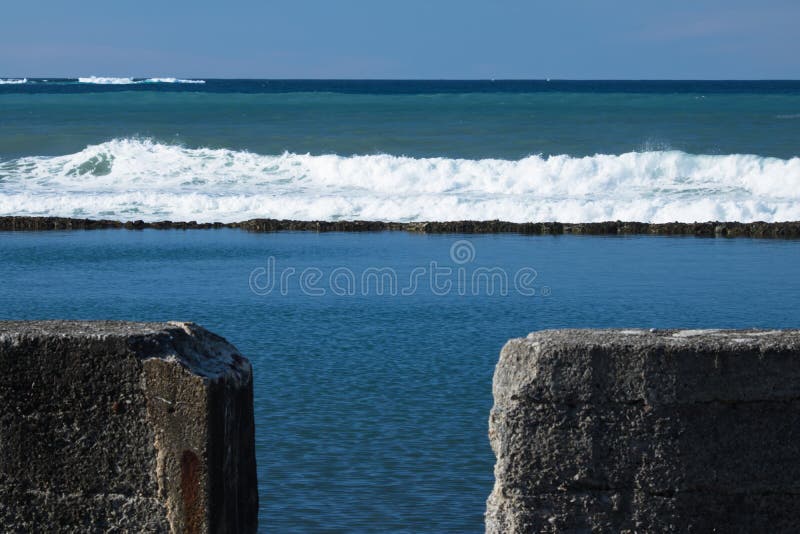 Close Up of Tide Pool Wall with Waves of Sea Water - Abstract Creative ...
