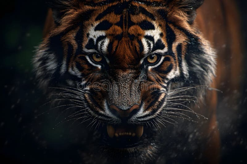 A Close Up of a Tiger with Aggressive Face Stock Photo - Image of ...