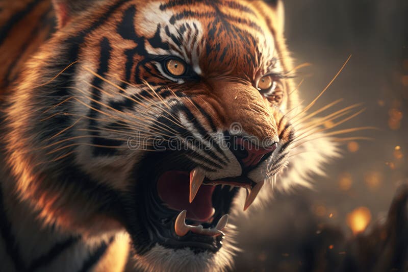 Close-up of Tiger Angry Face. Wildlife Stock Illustration ...