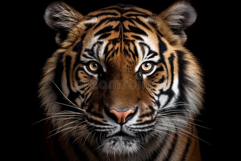 Close-up of Tiger Muzzle Isolated. Head Front View Stock Image - Image ...
