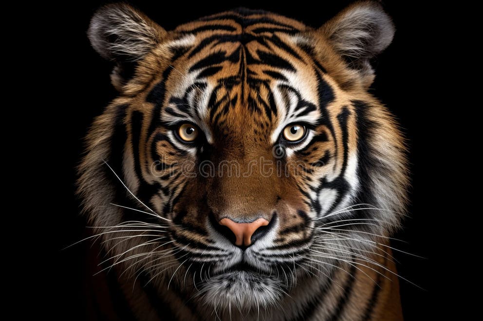 Close-up of Tiger Muzzle Isolated. Head Front View Stock Image - Image ...