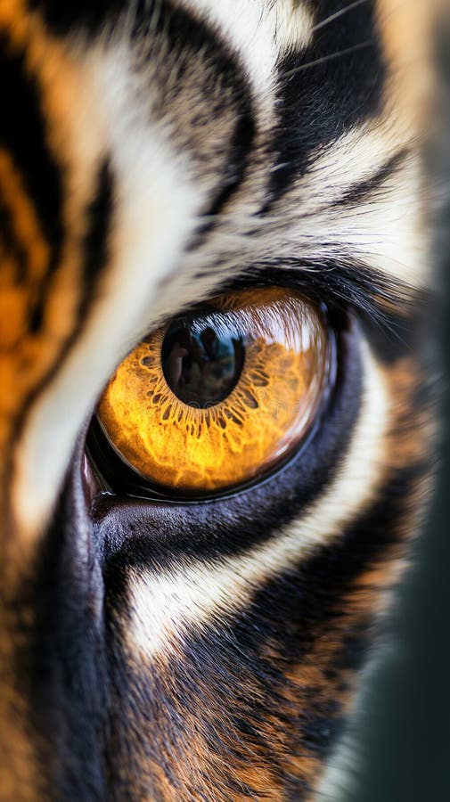 A Close Up of a Tiger S Eye with a Yellow Iris Stock Image - Image of ...