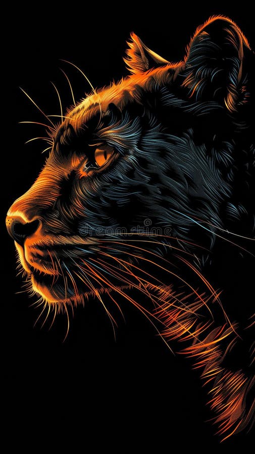 A Tiger with Fire on Its Face, a Magical Creature Made of Fire Stock ...