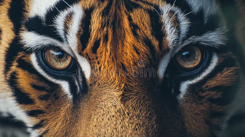 Close-up of a Tiger S Face Showing Its Powerful Eyes and Stripes Stock Illustration ...