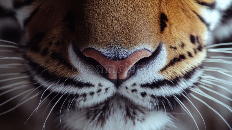 Close-up of a Tiger S Pink Nose and Whiskers Stock Illustration ...