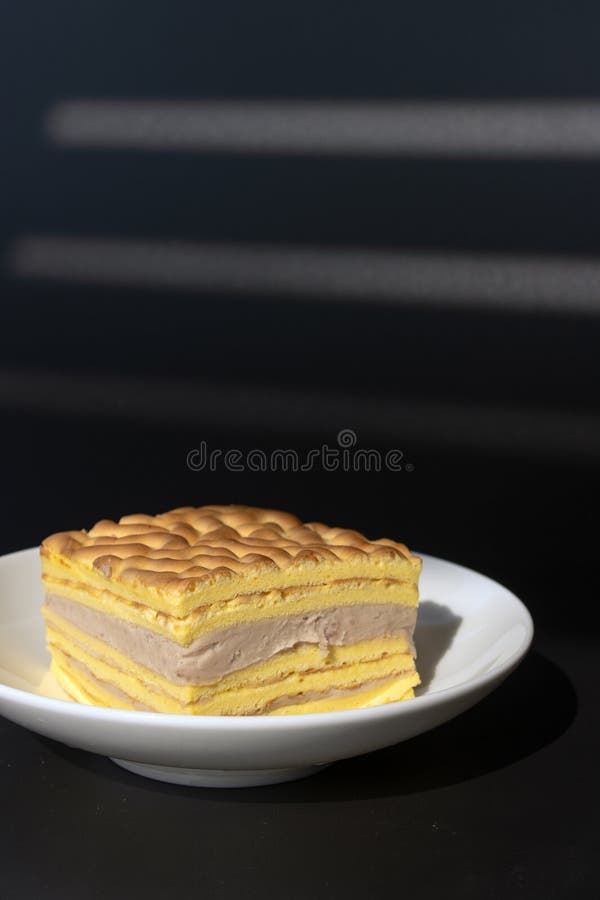Close-up of Tiger Skin Cake Roll Stuffed with Taro Paste on the Table ...