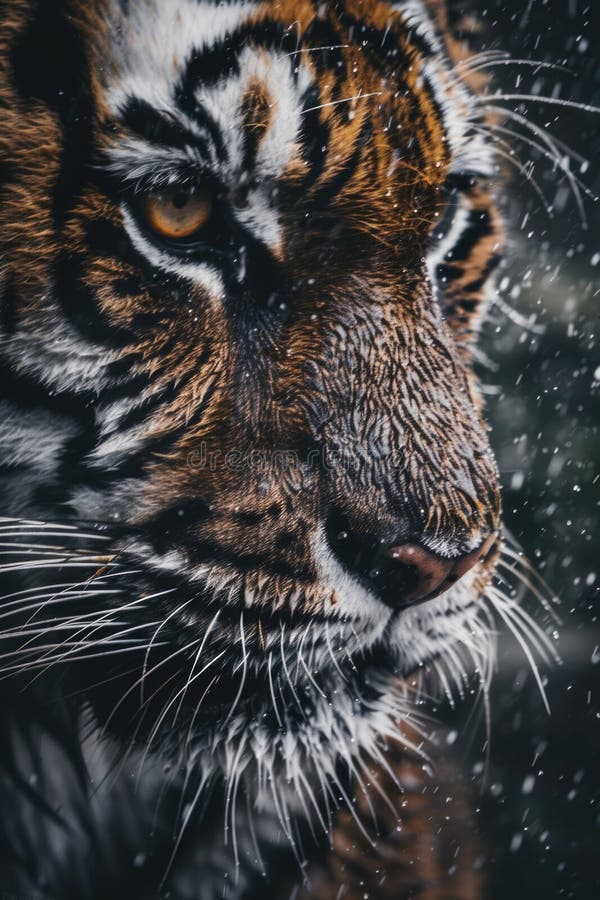 Close-up of a Tiger in a Snowy Landscape Stock Photo - Image of ...