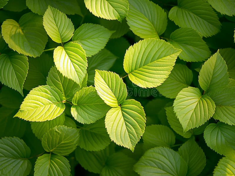 A Close-up of Tilted Leaves Reveals Dark Leaf Veins in Nature Stock ...