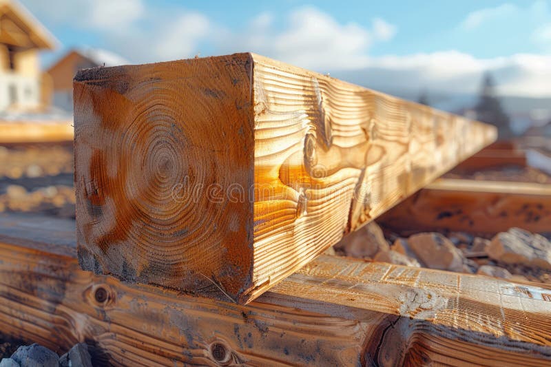 Close-up of a Timber Beam Ready for Installation in Construction ...