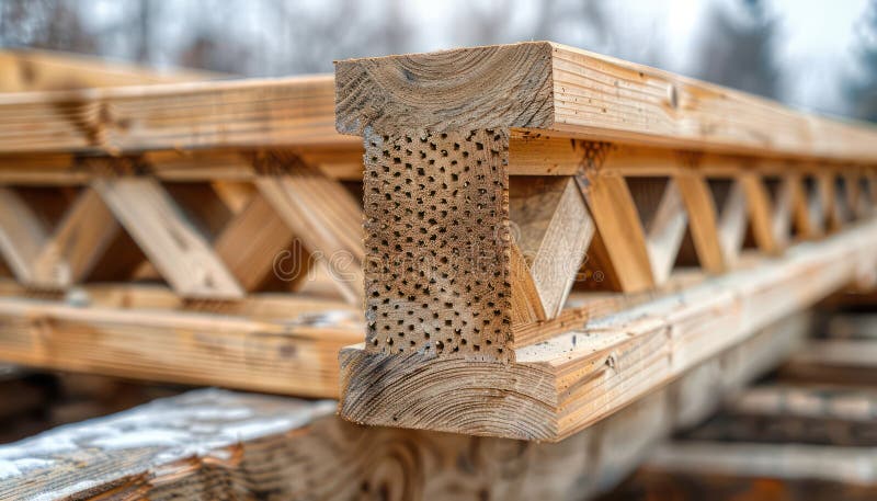 Close-up of Timber Beams Carefully Positioned within an Architectural ...