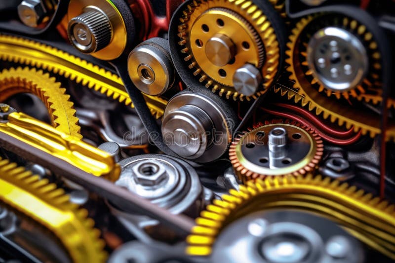 Close-up of a Timing Belt in a Car Engine Stock Photo - Image of ...
