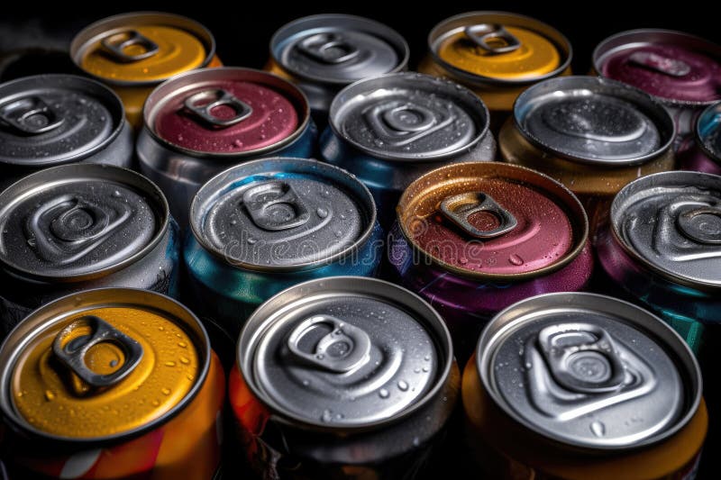 Close-up of Tin Cans with Drinks Stock Illustration - Illustration of ...