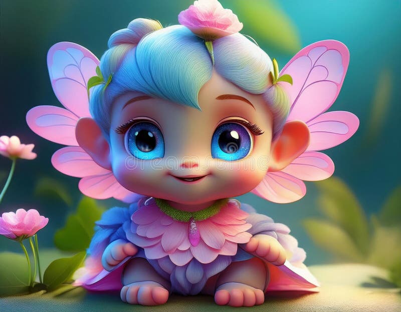 Close Up of a Tiny Baby Fairy Stock Illustration - Illustration of ...