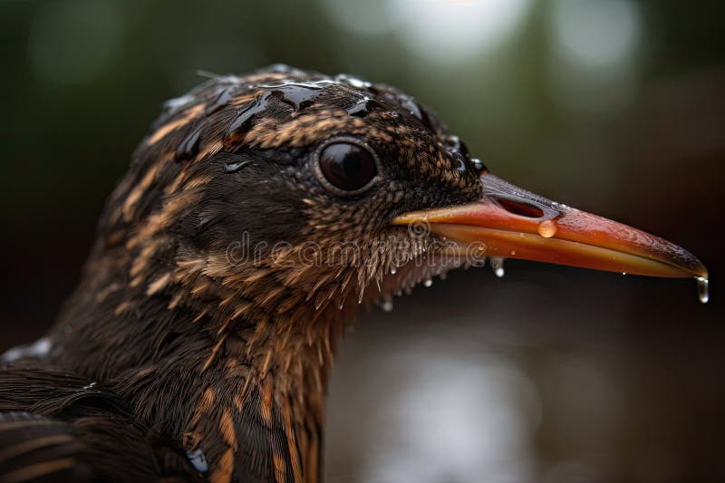 Close-up of Tiny Beak, with Droplets of Water from Last Rainfall Still ...