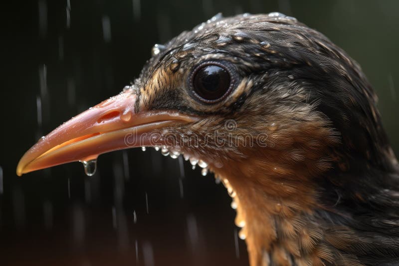 Close-up of Tiny Beak, with Droplets of Water from Last Rainfall Still ...